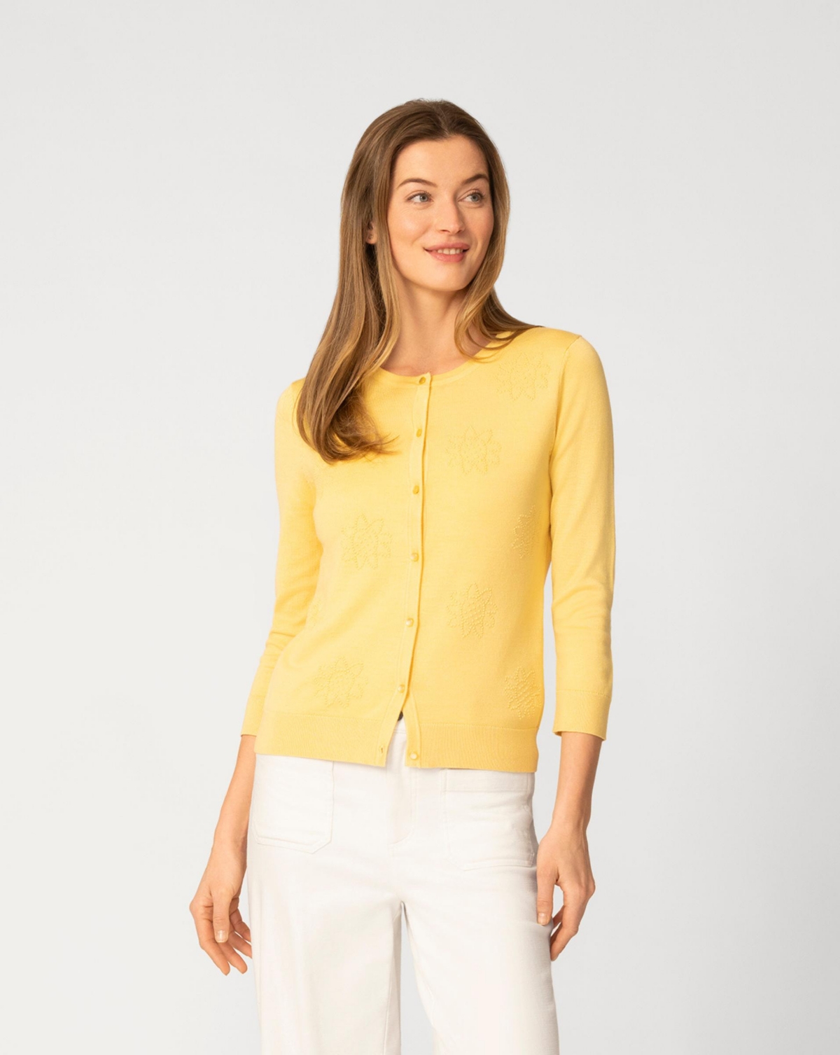 Click here for Cable & Gauge Womens Sunflower Stitch Button Cardi... prices