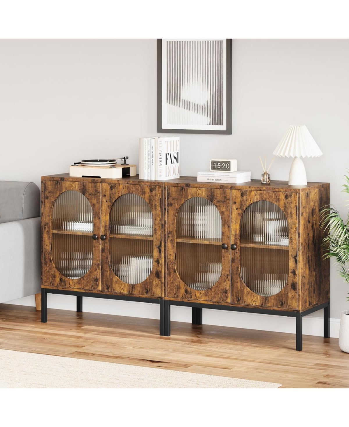 Click here for gaomon Set of 2 Sideboards with Fluted Glass Doors... prices