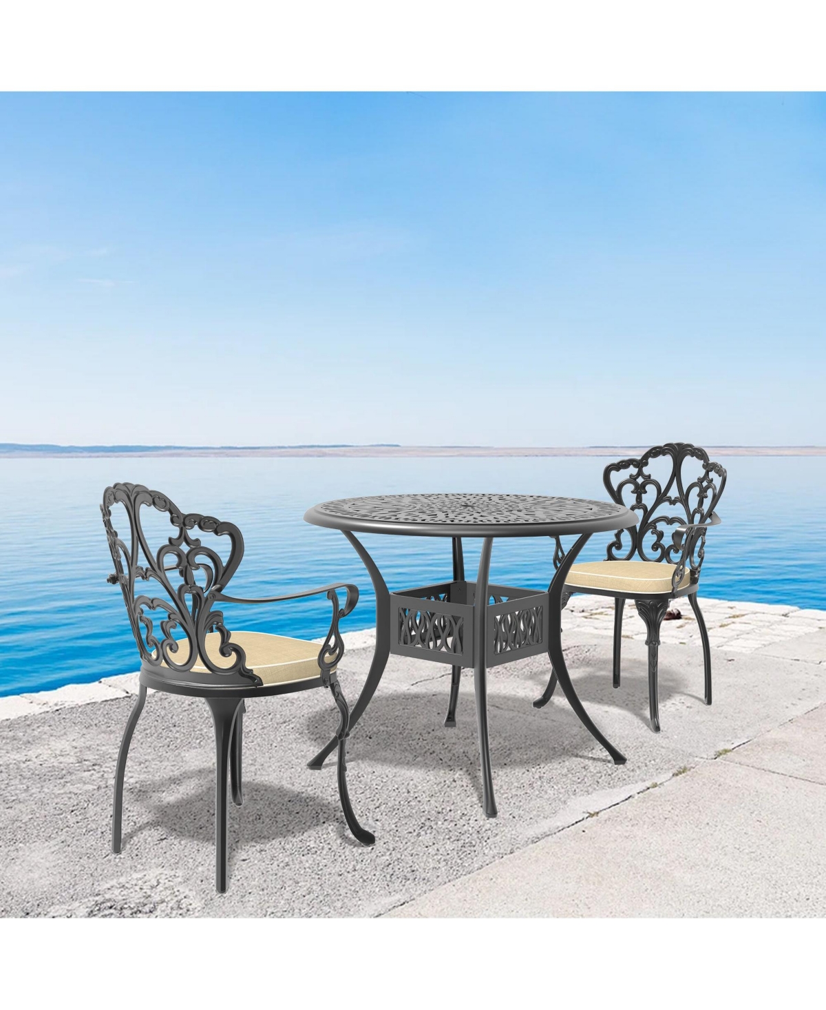 Click here for Clihome Bistro Table Set  3-Piece Cast Aluminum Ou... prices