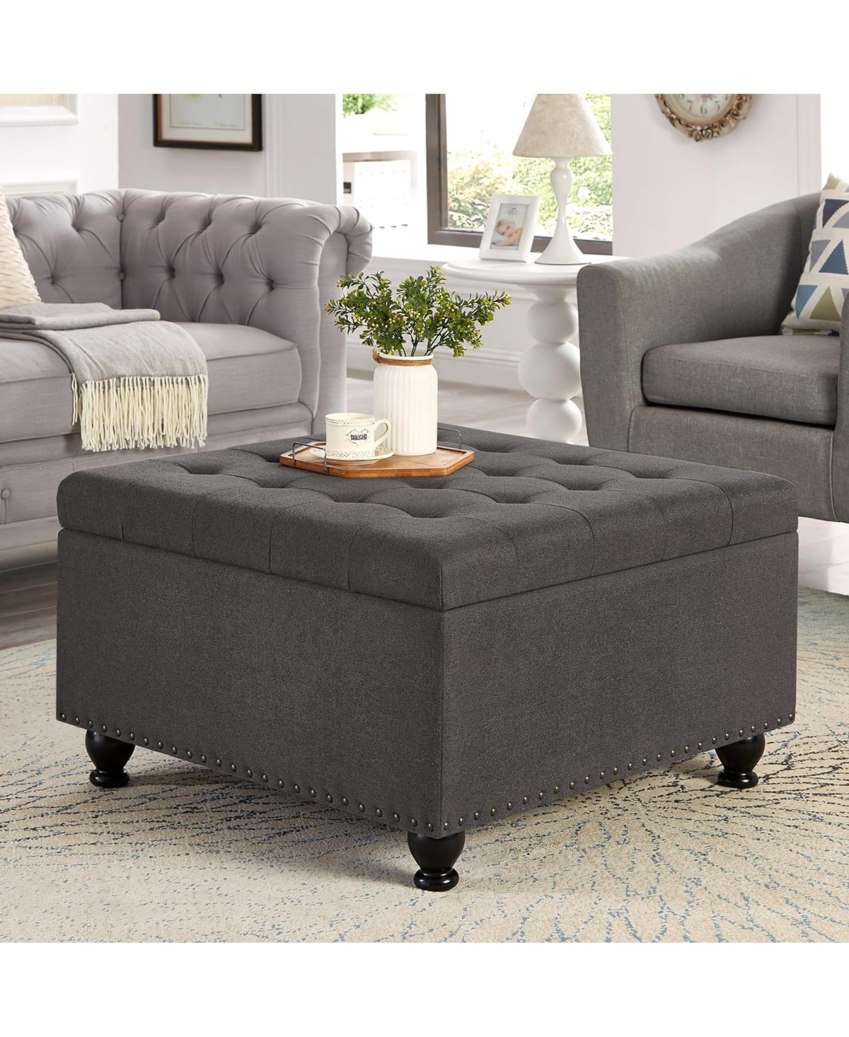 Click here for Rainsken Square Storage Ottoman - Upholstered Butt... prices