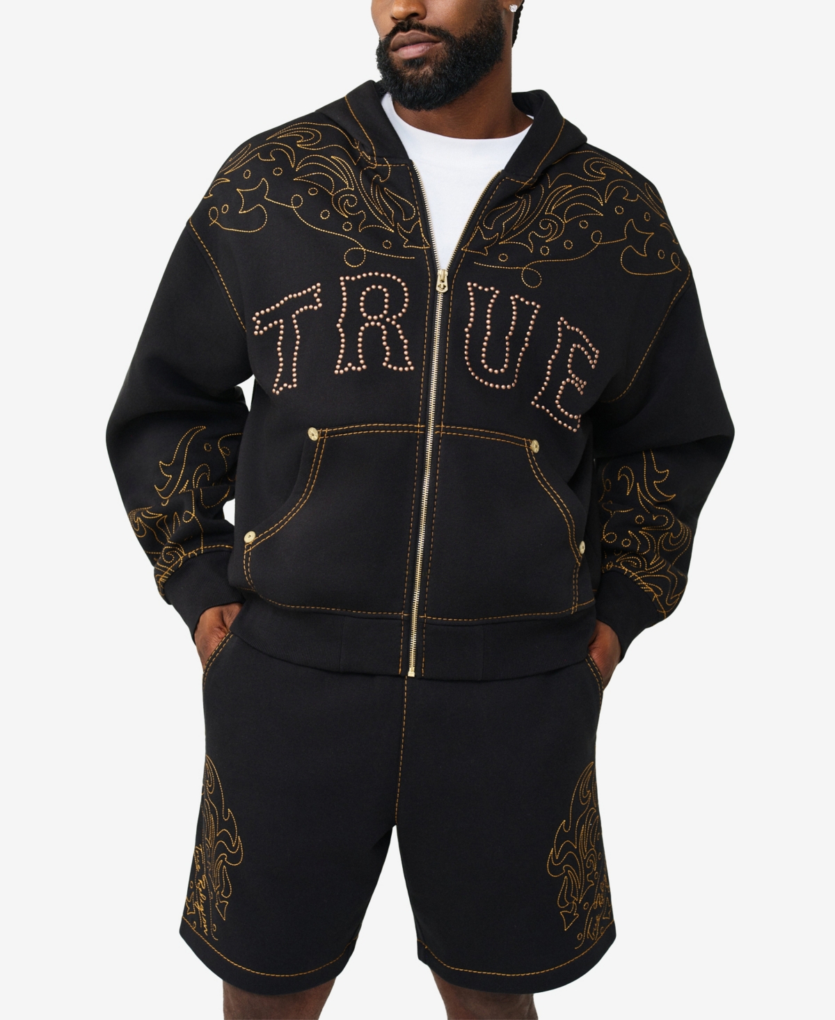 Click here for True Religion Mens Rodeo Big T Boxy Zip Hoodie - J... prices