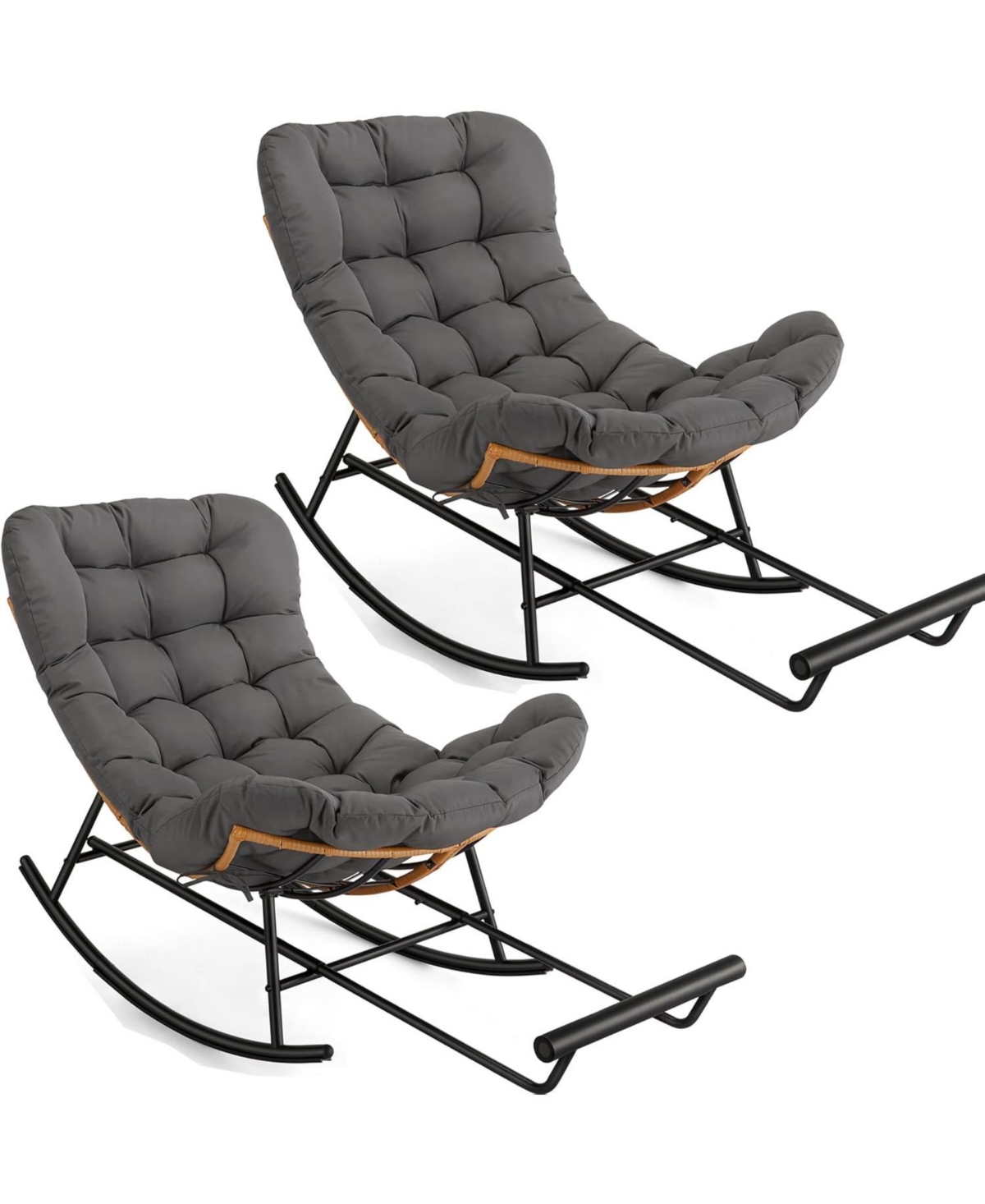 Click here for gaomon 2-Pack Papasan Rocking Chair with Footrest... prices