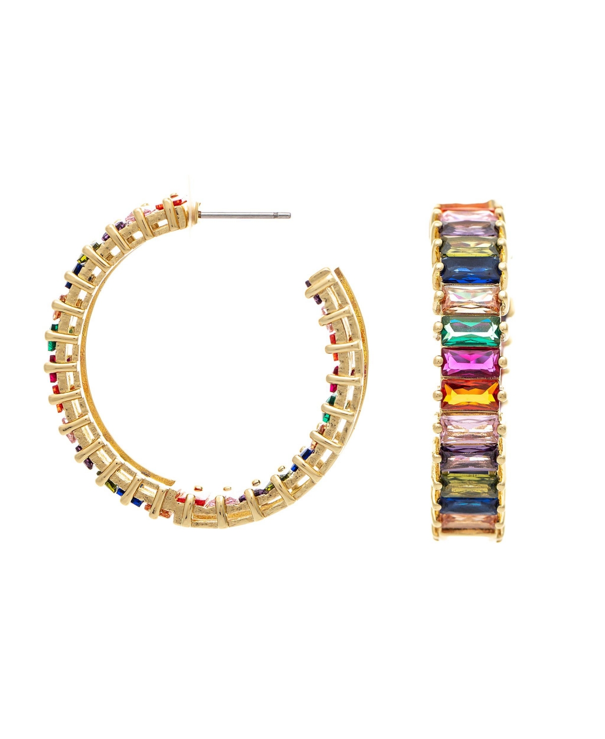 Click here for Rivka Friedman 18K Gold Plated Multi-Color Cz Hoop... prices