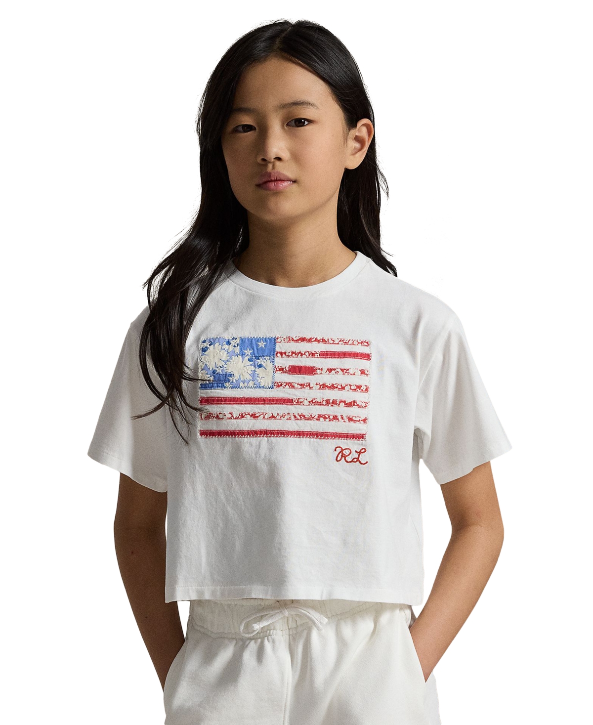 Click here for Polo Ralph Lauren Girls 7-16 Floral Flag Crewneck... prices