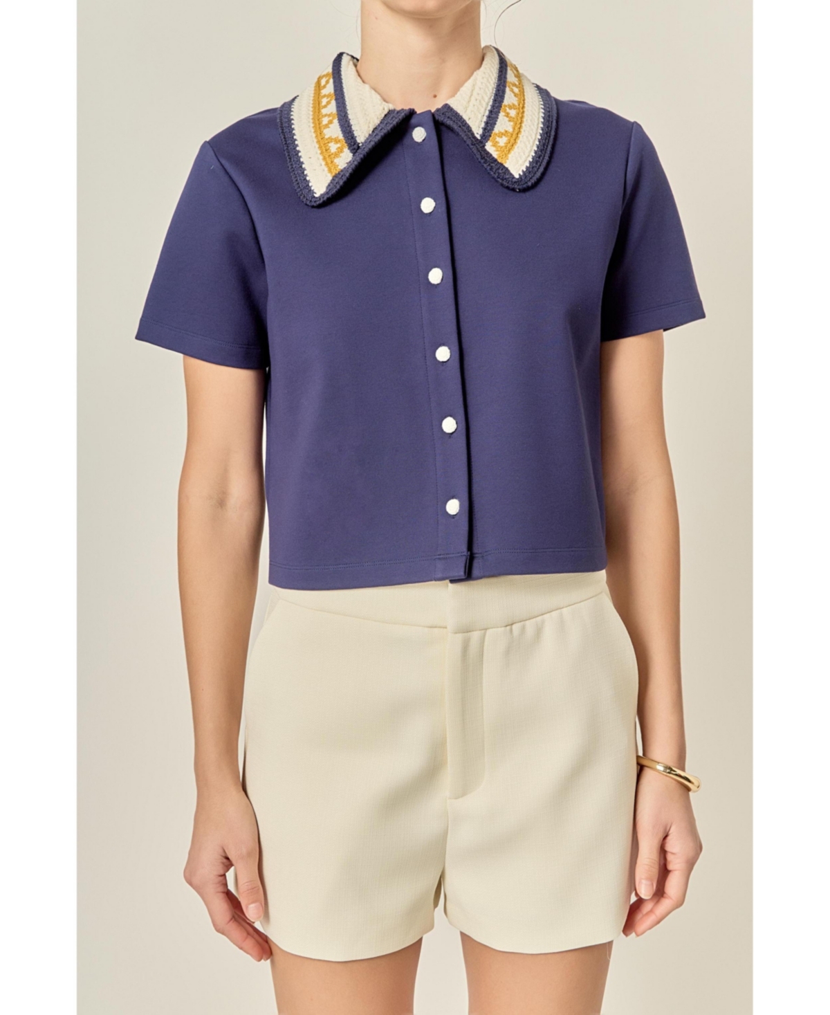 Click here for English Factory Womens Knitted Collar Button Up To... prices