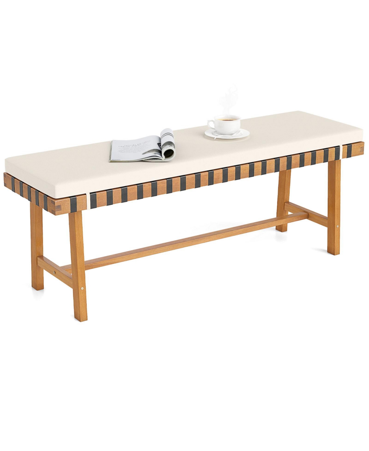 Click here for Sugift 48 in Acacia Wood Outdoor Bench with Padded... prices