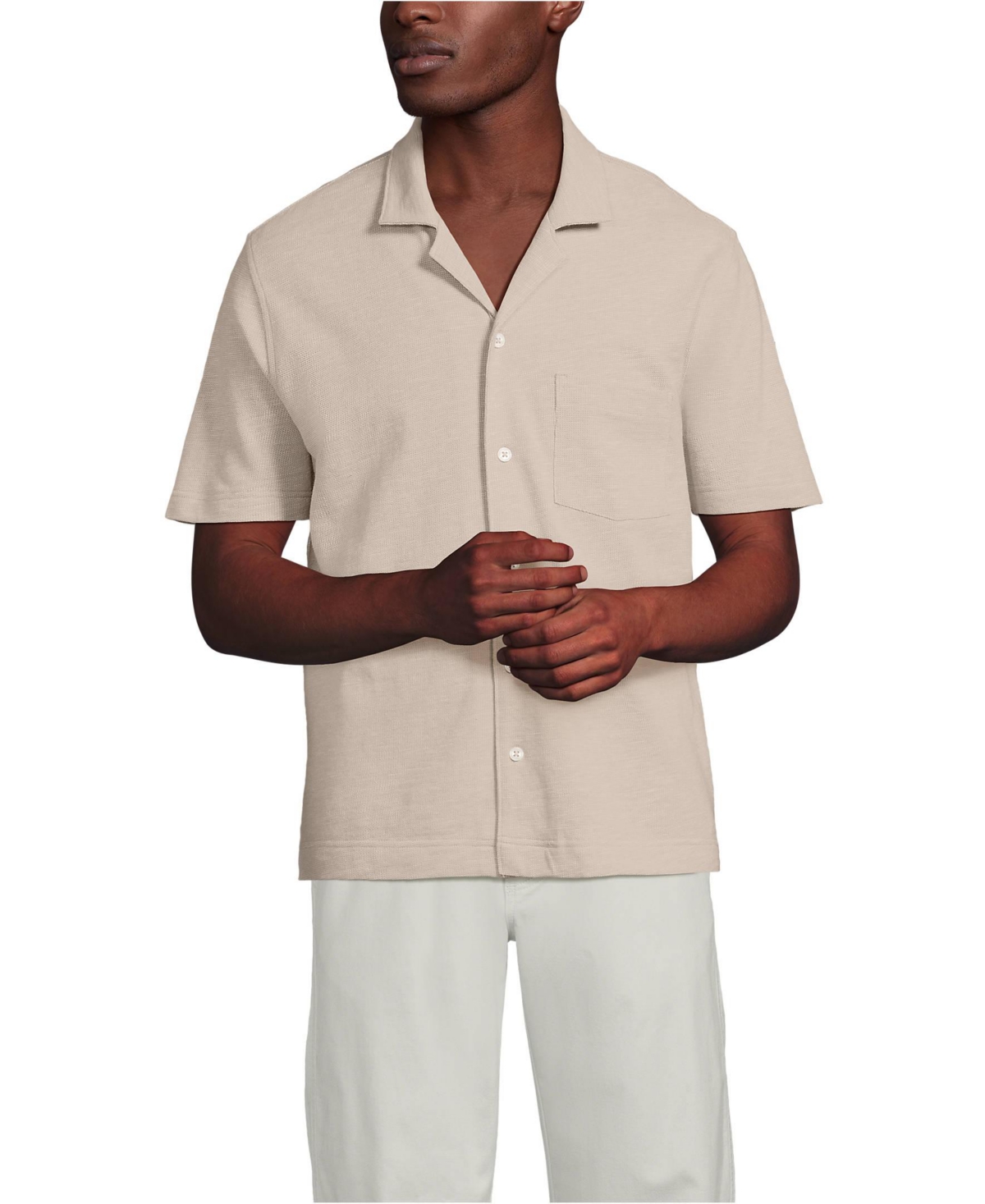 Click here for Lands End Mens Short Sleeve Cotton Linen Button Th... prices