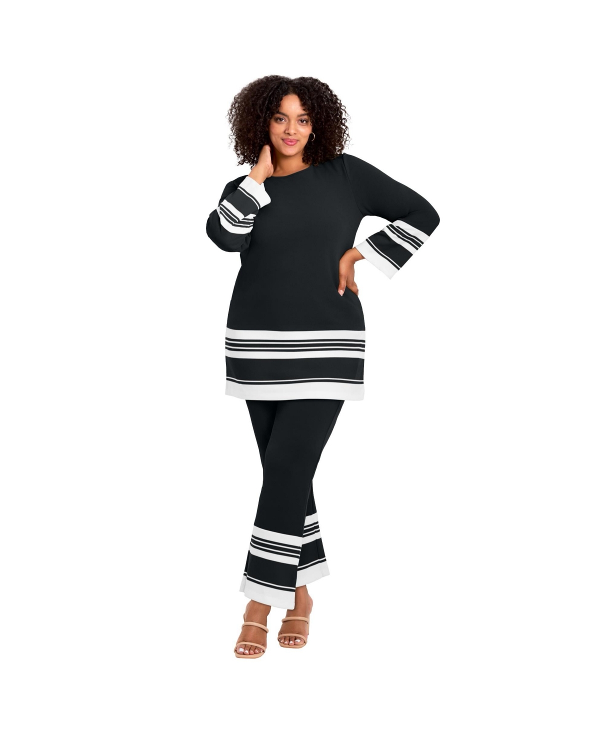 Click here for Avenue Plus Size Border Stripe Straight Leg Pant -... prices