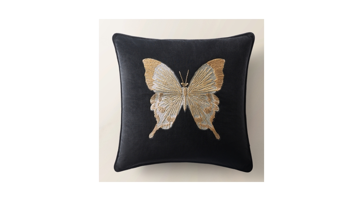 Click here for Bella Beaded Butterfly Pillow 20" - Black prices
