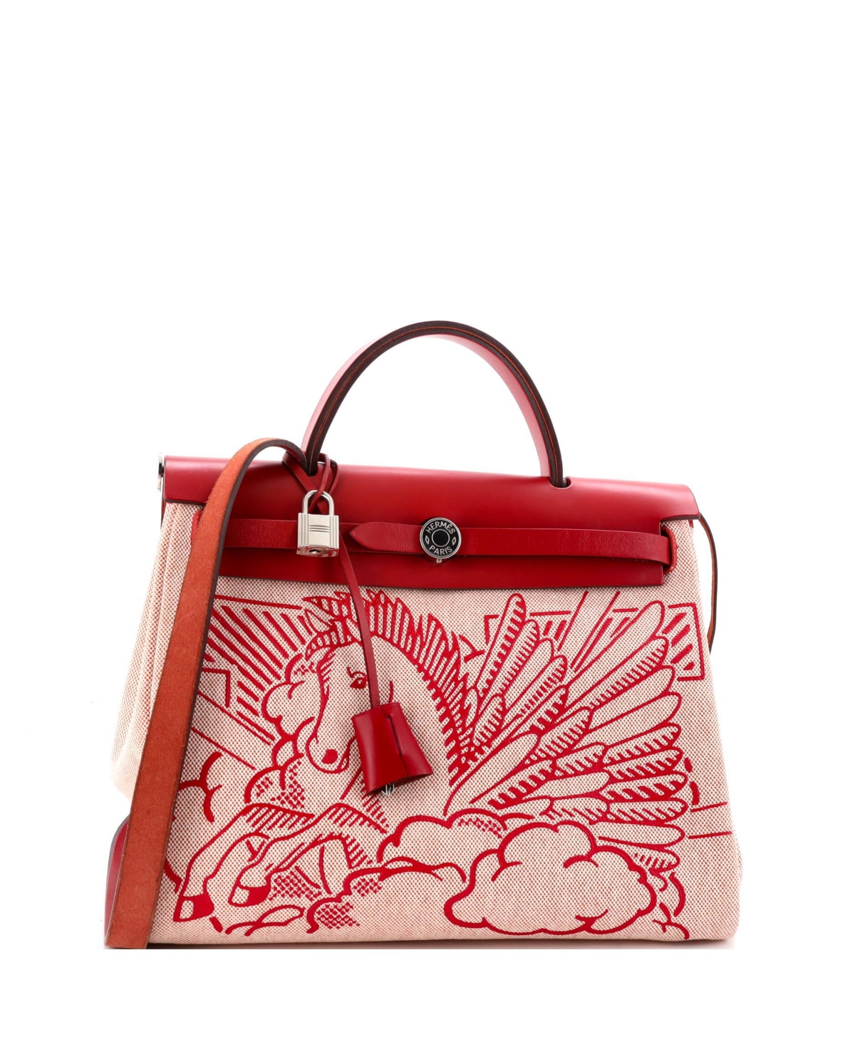 Click here for Pre-Owned HERMES 31 Herbag Zip Pegase Pop Toile an... prices