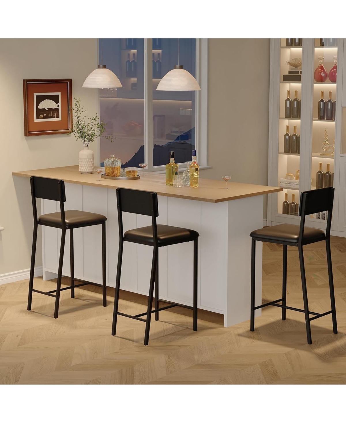 Click here for gaomon Set of 2 Bar Stools  Padded Breakfast Chair... prices