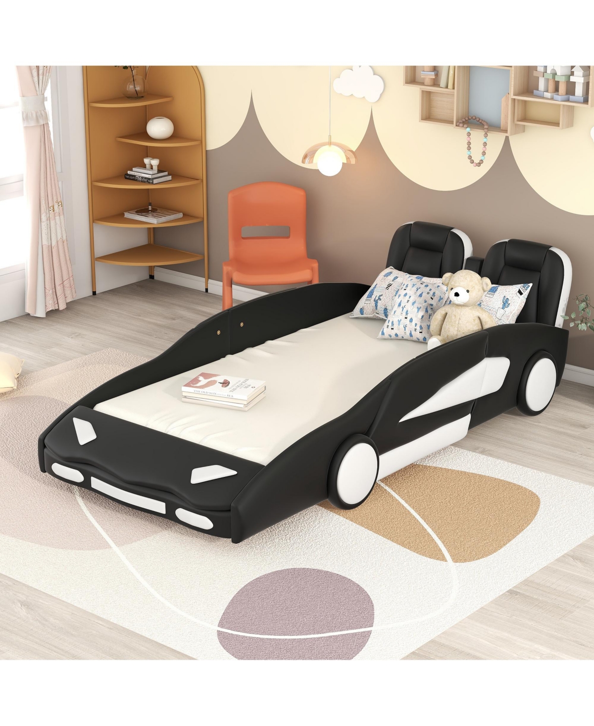Click here for flynama Twin Size Race Car Shaped Platform Bed wit... prices