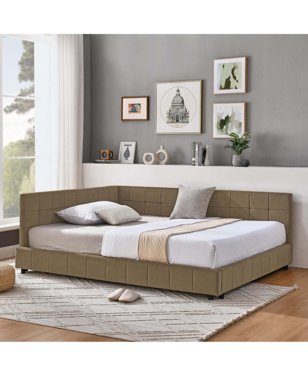 Click here for flynama Full Size Velvet Tufted Daybed Backrest prices