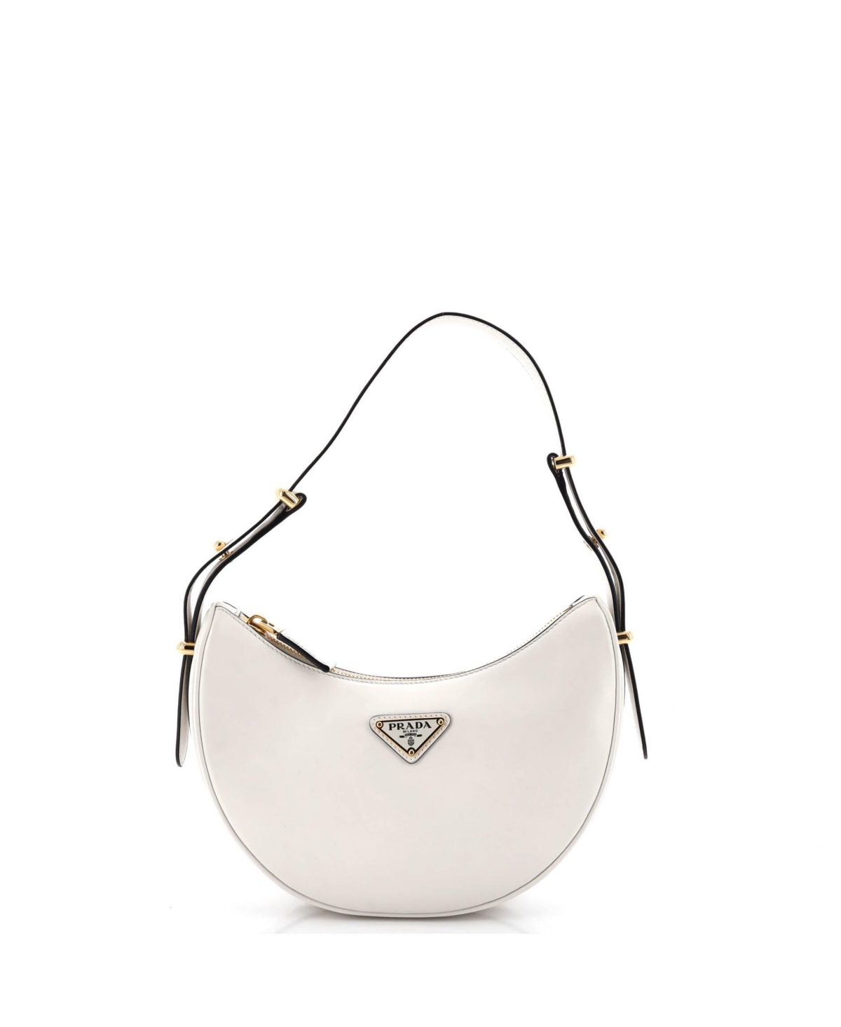 Click here for Pre-Owned Prada Small Arque Half Moon Hobo Leather... prices