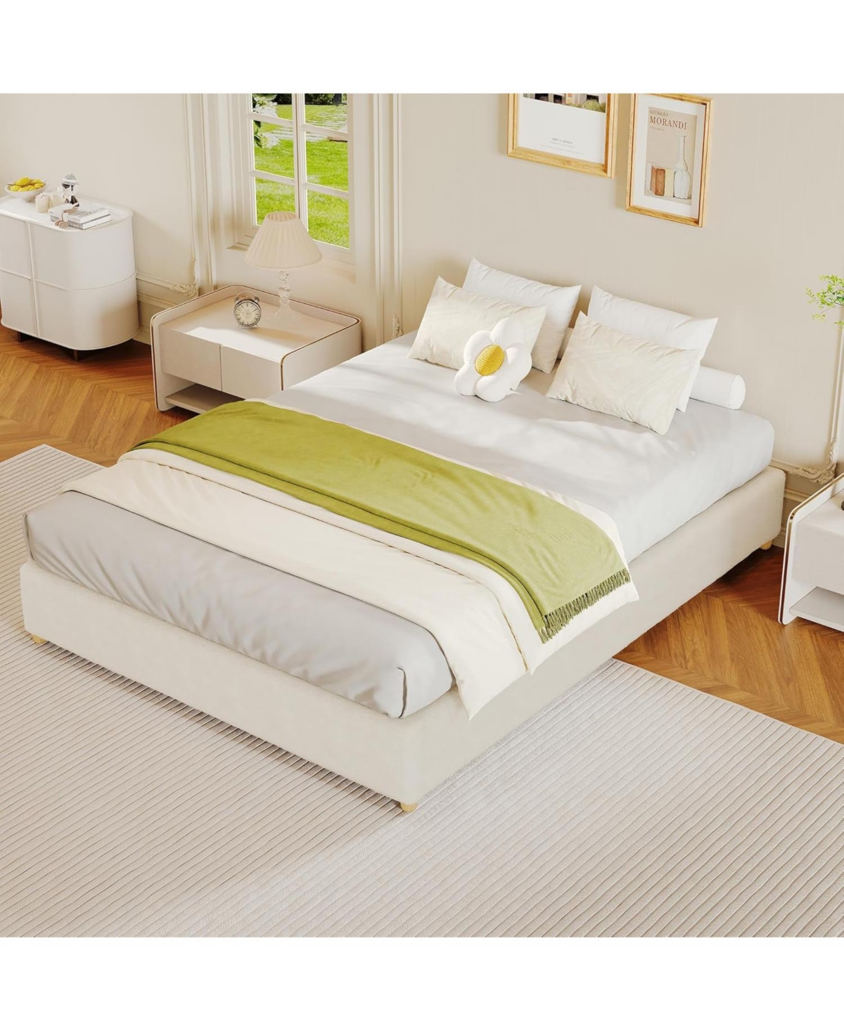 Click here for gaomon Cloud Bed Frame  Corduroy Upholstered Low P... prices