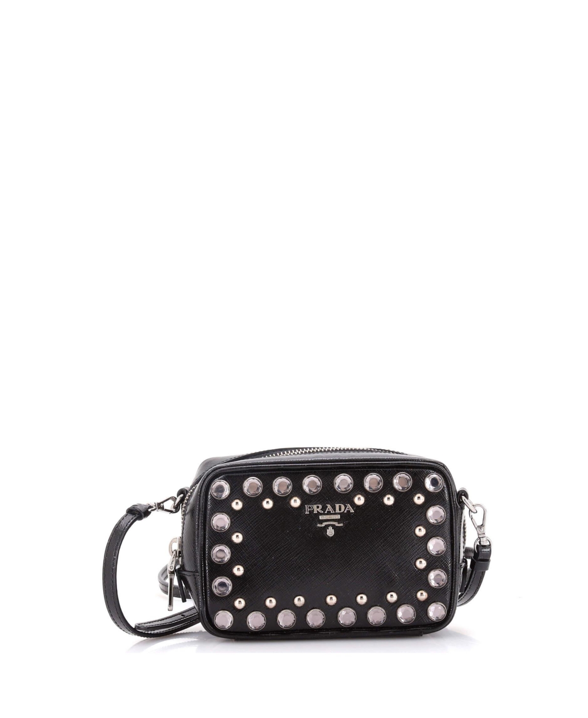 Click here for Pre-Owned Prada Mini Zip Crossbody Bag Studded Ver... prices