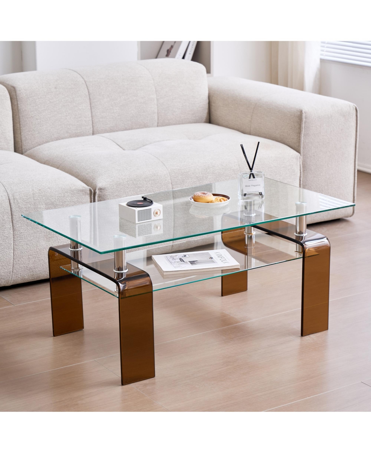 Click here for Rainsken Rectangle 2-Tier Glass Coffee Table  Mode... prices