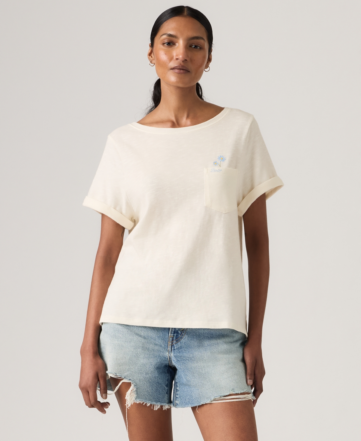 Click here for Levis Womens Graphic Julie Pocket Crewneck Cotton... prices