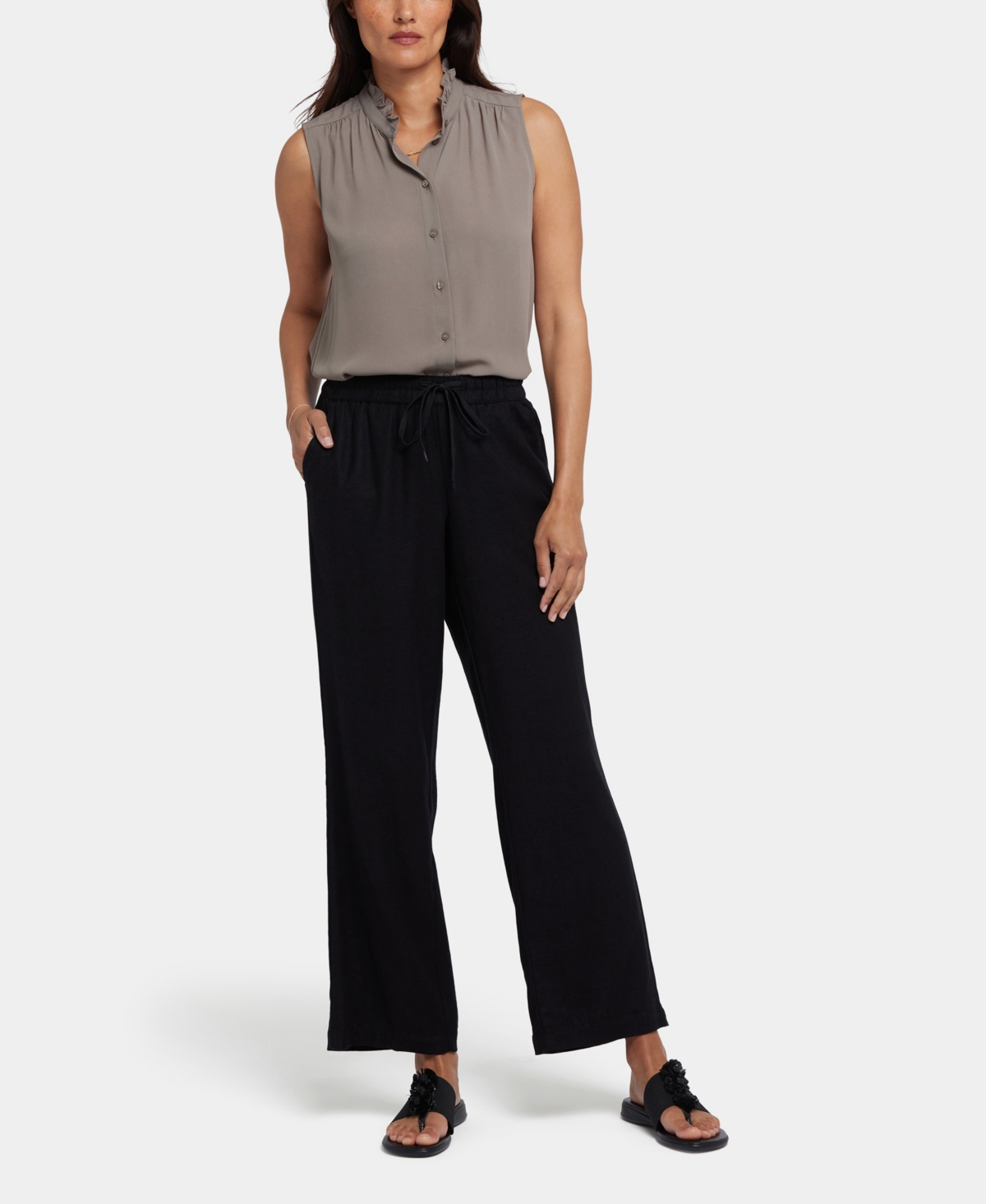 Click here for Nydj Petite Relaxed Drawstring Pull-On Pants - Bla... prices