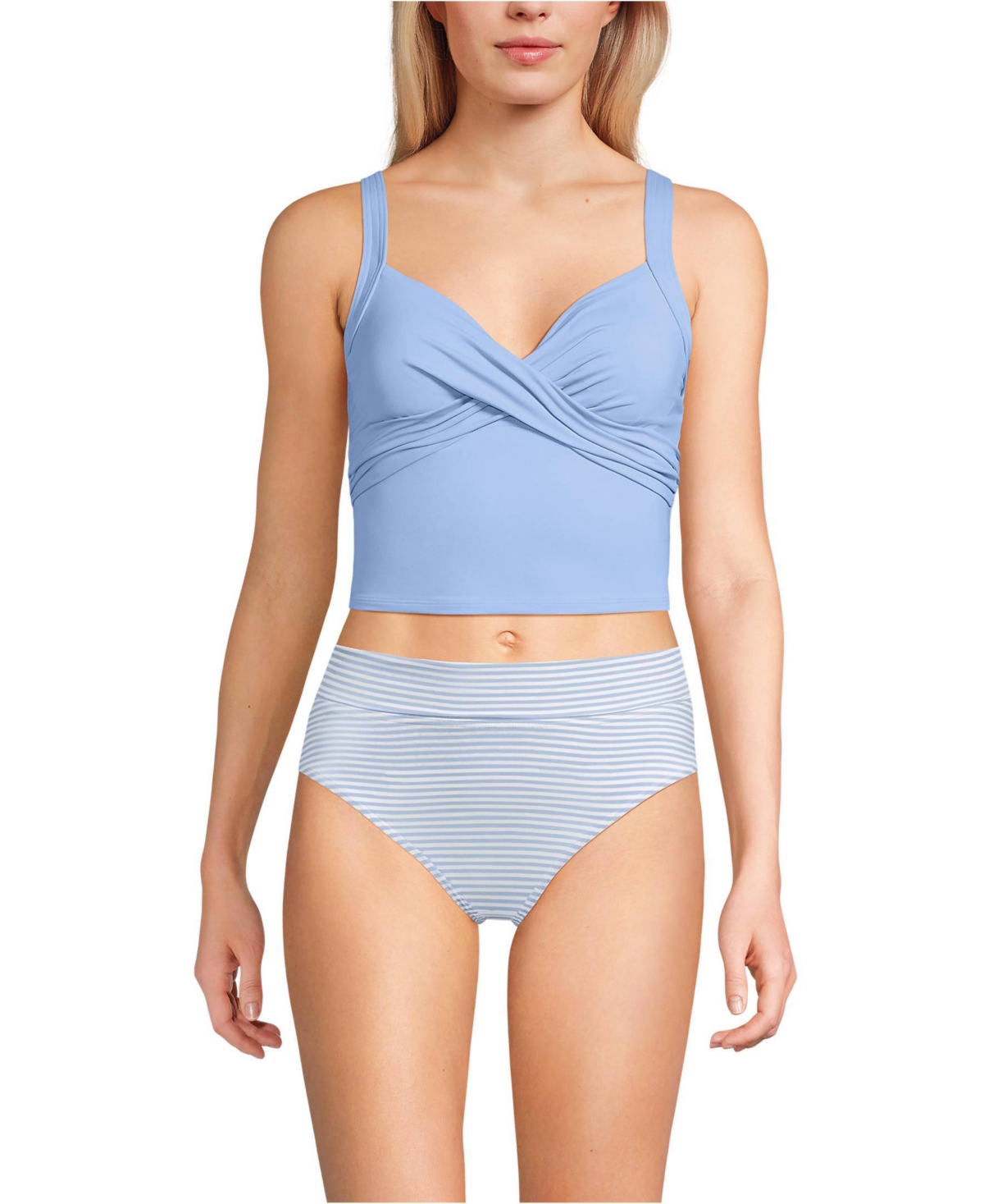 Click here for Lands End Womens V-Neck Wrap Midkini Top - Soft cl... prices