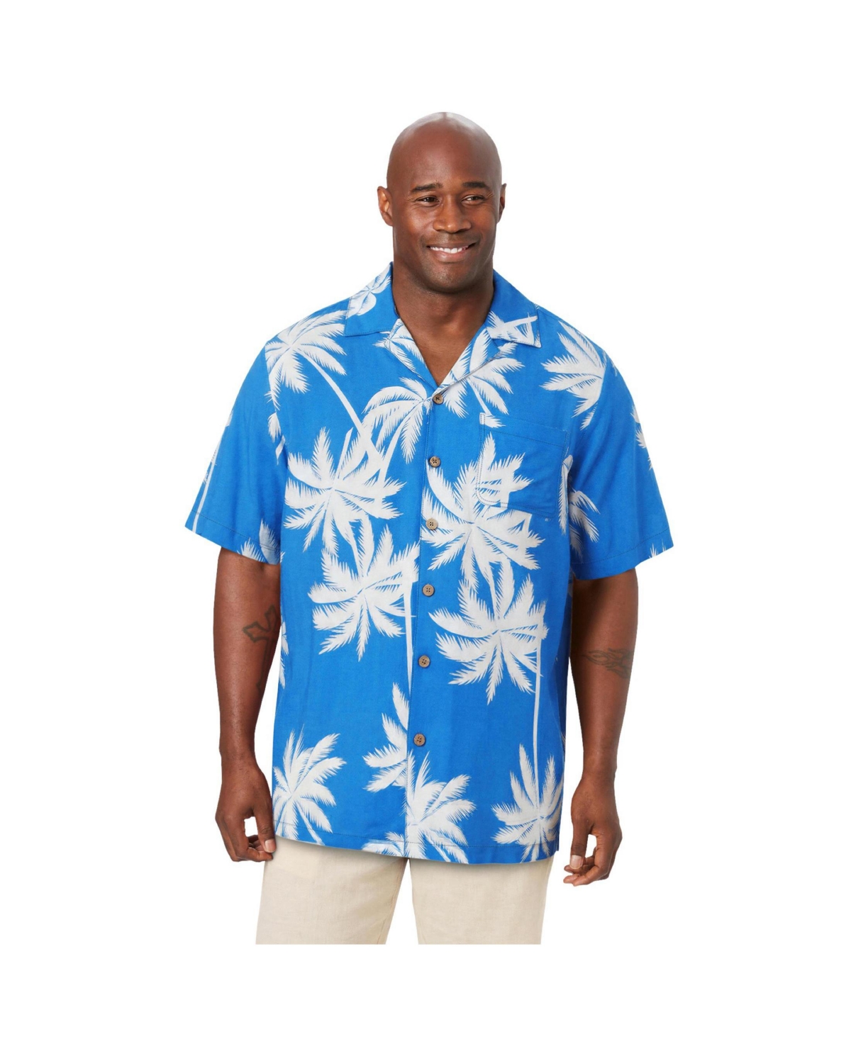Click here for KingSize Tall Printed Camp Shirt - Blue palm prices