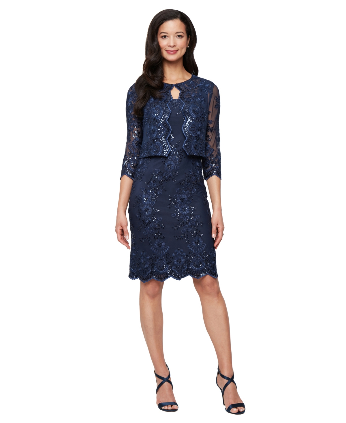 Click here for Alex Evenings Womens Glitter Lace Jacket & Dress... prices