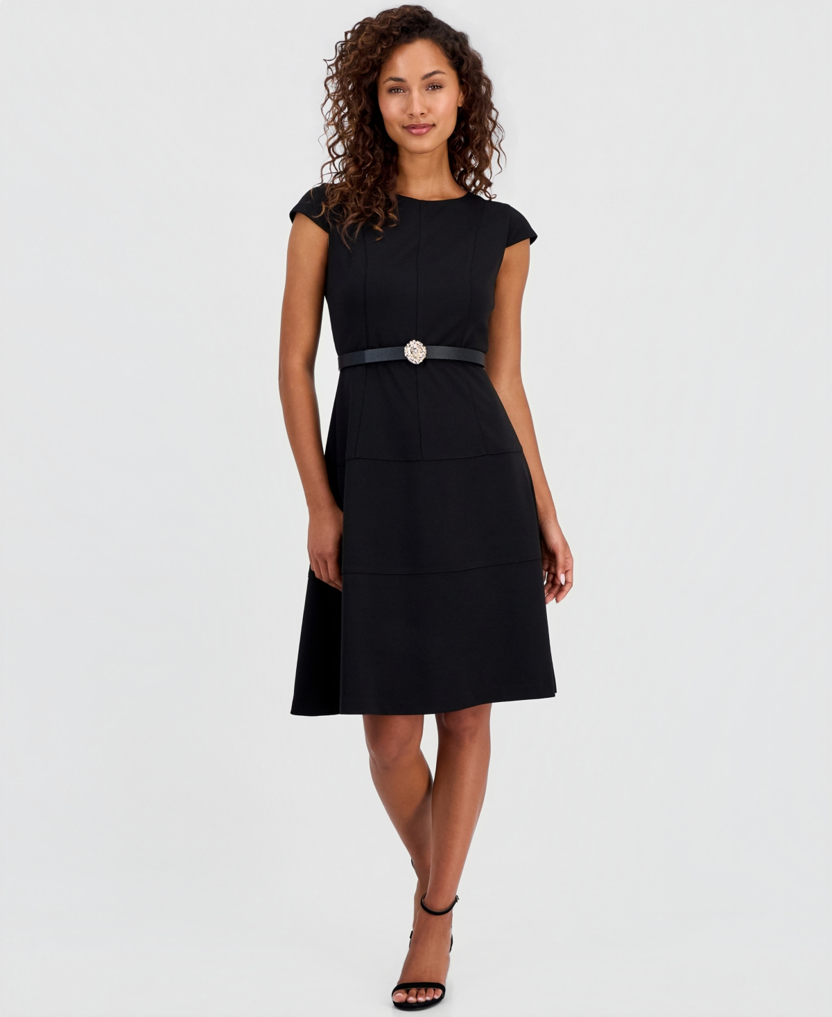 Click here for Anne Klein Petite Cap-Sleeve Seamed Scuba Crepe Sh... prices