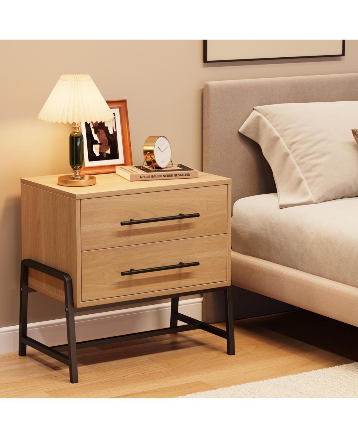 Click here for gaomon farmhouse nightstand with 2 drawers  rustic... prices