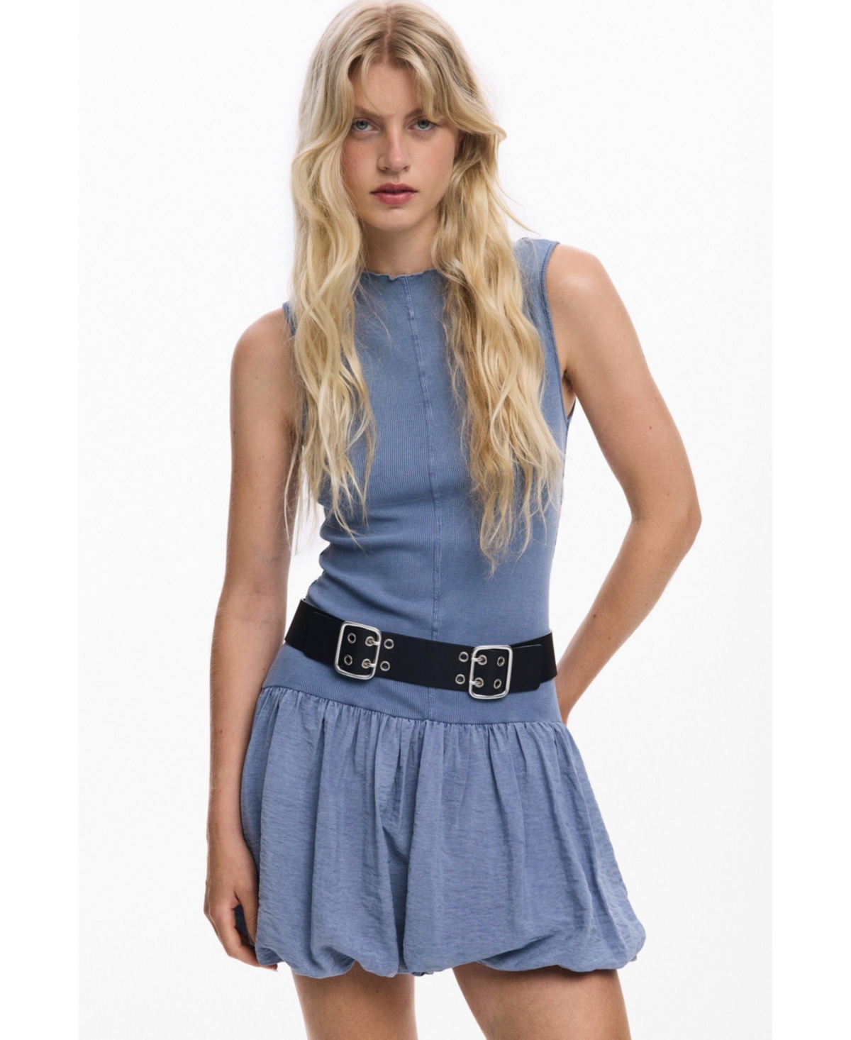 Click here for Desigual Womens Double buckle leather belt - Black prices