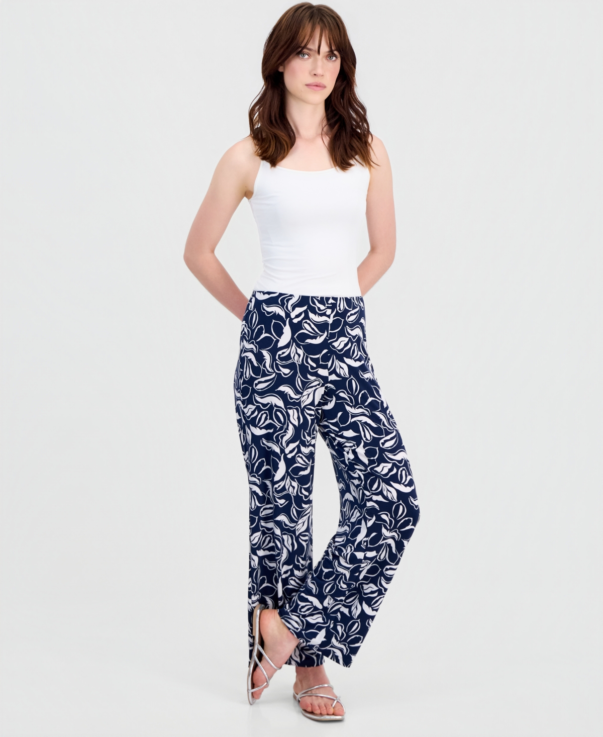 Click here for Jm Collection Womens Printed Knit Pull-On Pants  M... prices