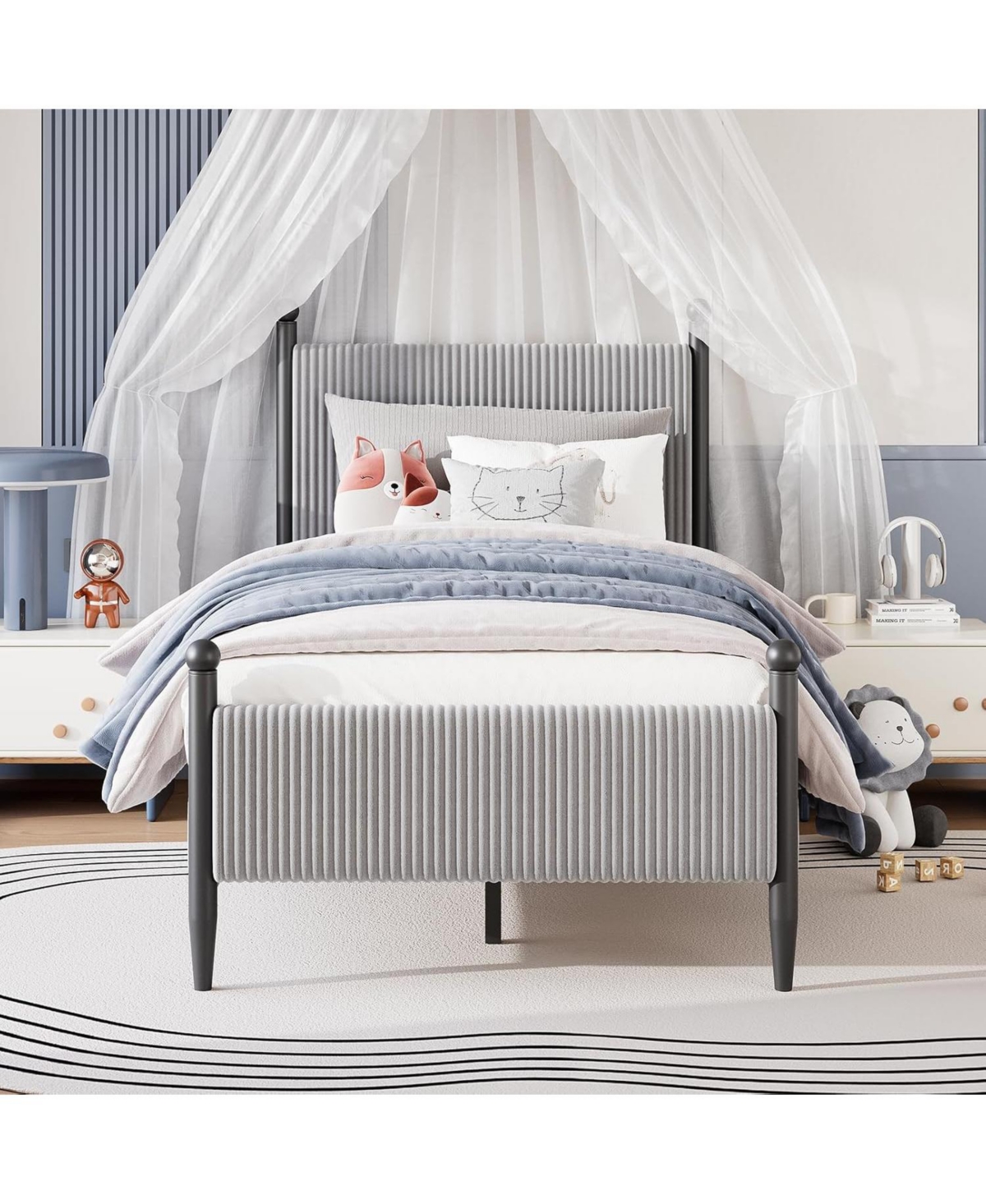 Click here for gaomon Twin Size Velvet Corduroy Fabric Bed Frame... prices