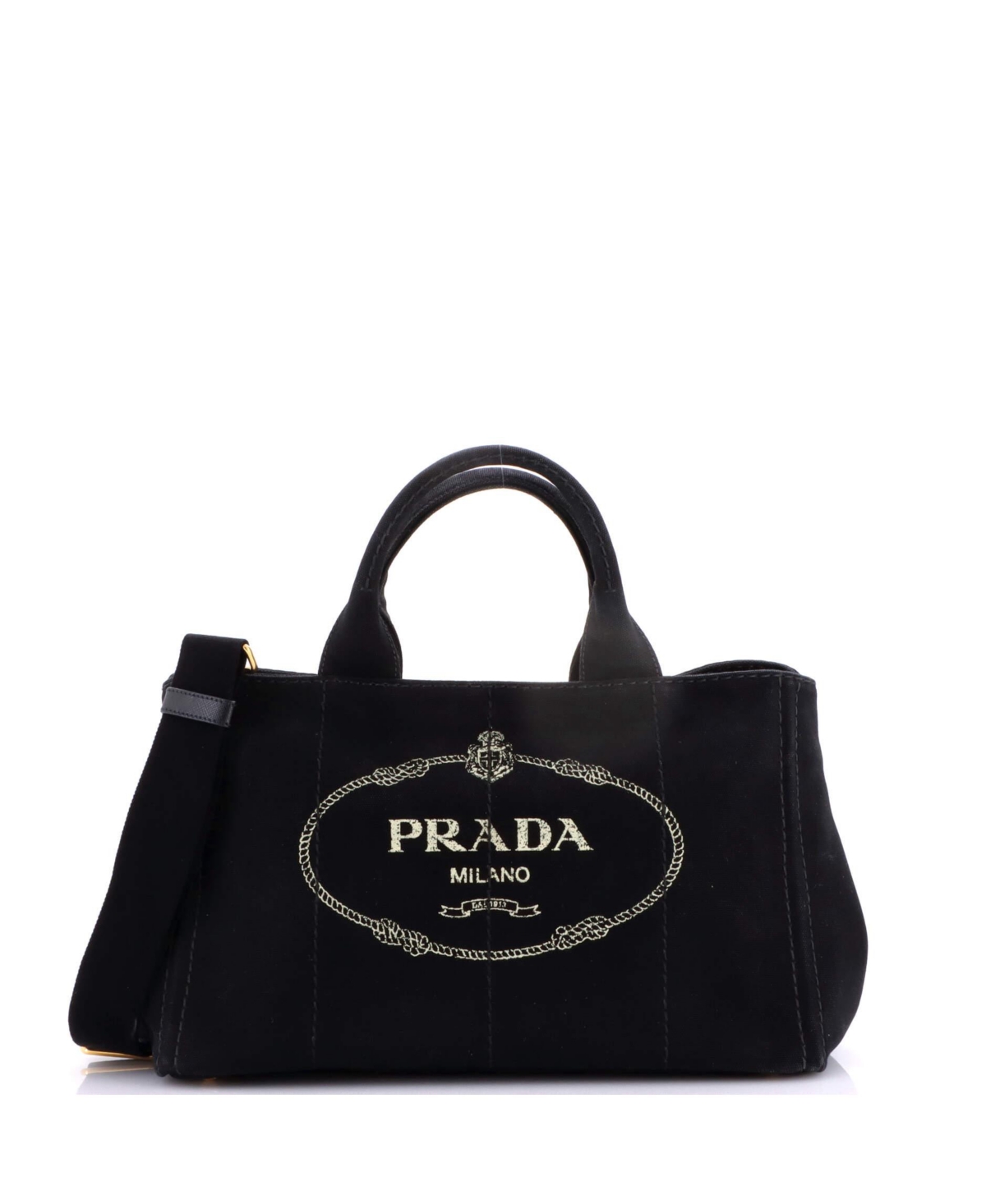 Click here for Pre-Owned Prada Medium Canapa Convertible Tote Can... prices