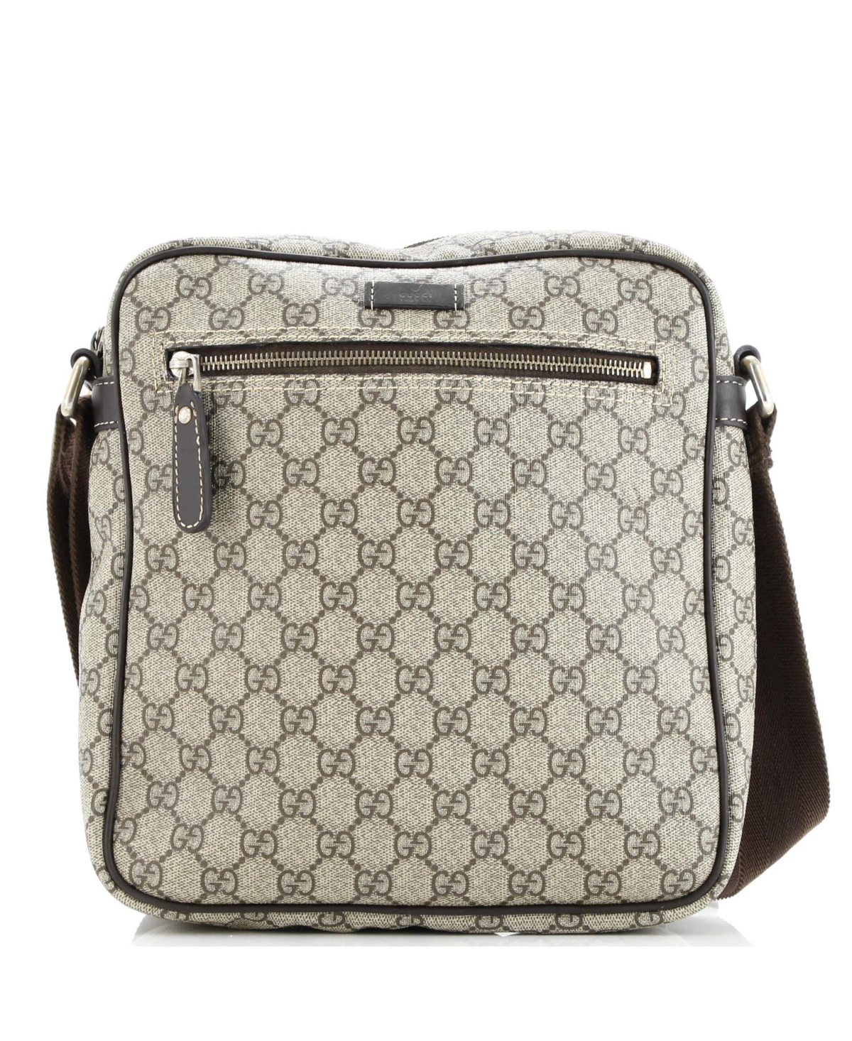 Click here for Pre-Owned Gucci Medium Front Zip Messenger Gg Coat... prices