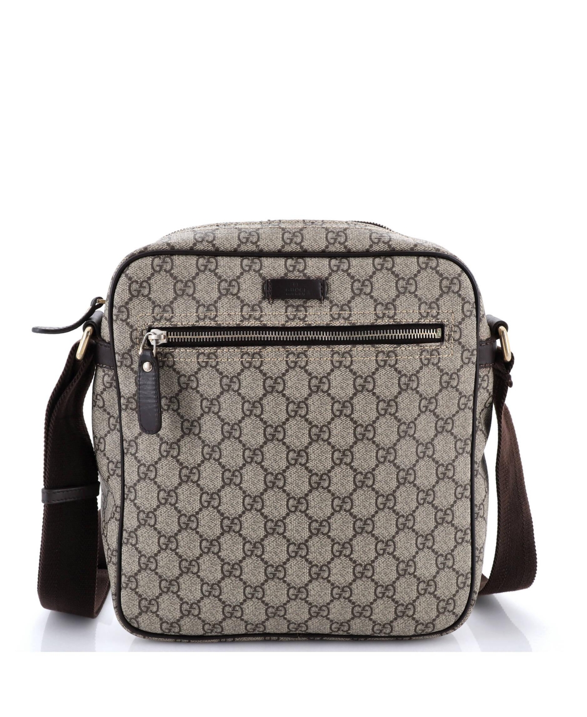 Click here for Pre-Owned Gucci Medium Front Zip Messenger Gg Coat... prices