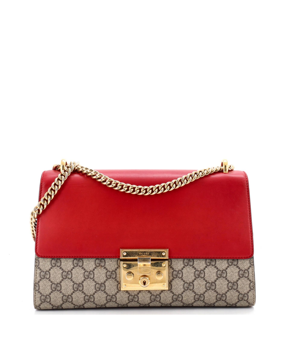 Click here for Pre-Owned Gucci Medium Padlock Shoulder Bag Gg Coa... prices