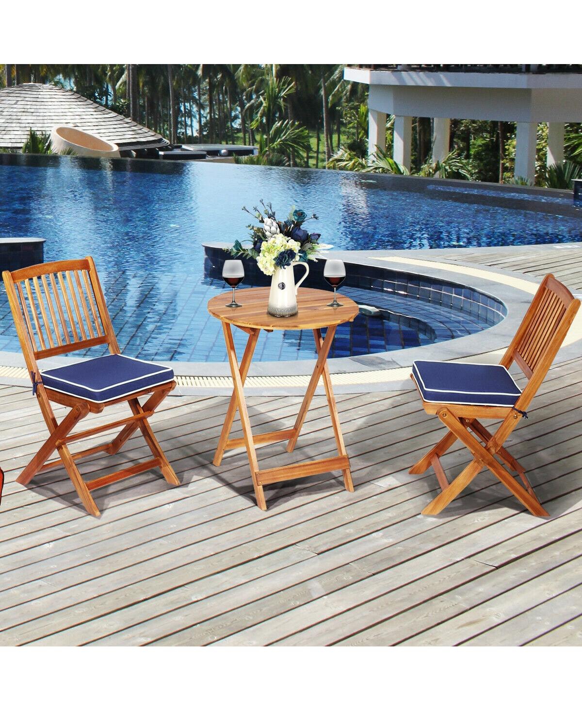 Click here for sumyeg 3-Piece Folding Patio Bistro Set with Cushi... prices