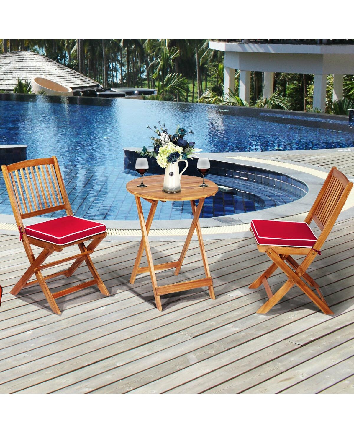 Click here for sumyeg 3-Piece Folding Patio Bistro Set with Cushi... prices