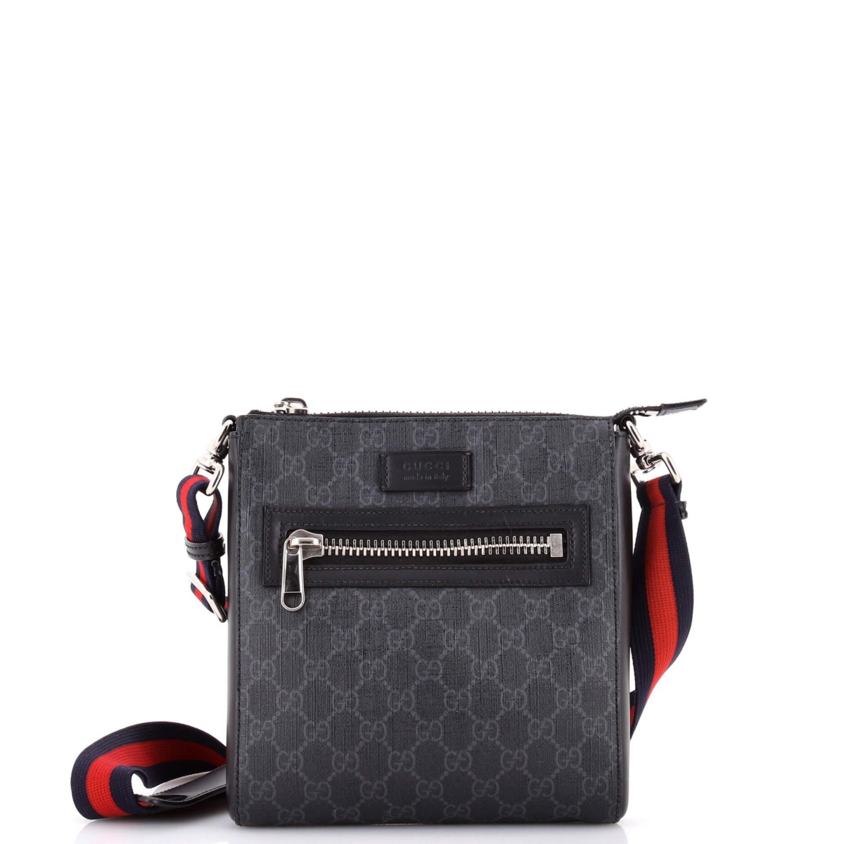 Click here for Pre-Owned Gucci Small Web Strap Front Zip Messenge... prices