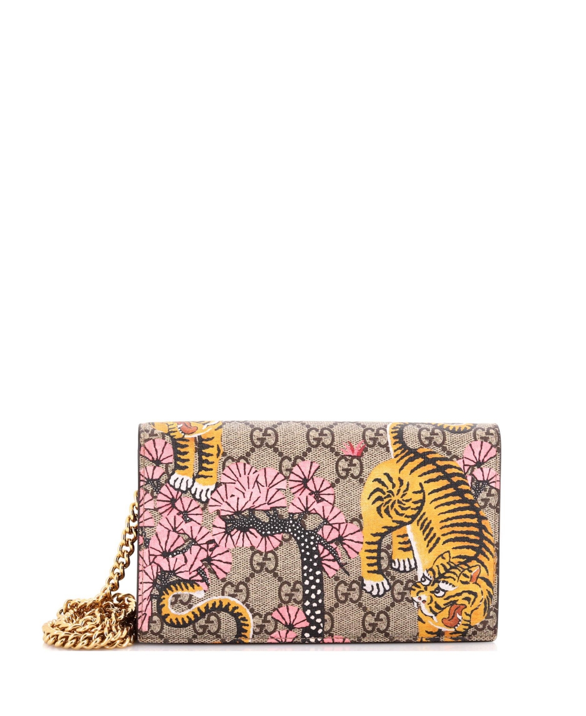 Click here for Pre-Owned Gucci Chain Wallet Bengal Print Gg Coate... prices