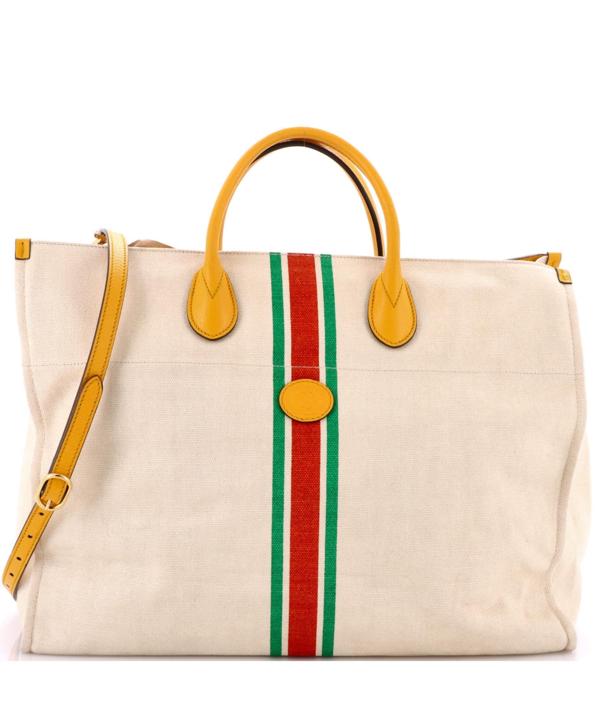 Click here for Pre-Owned Gucci Large Foldable Web Tote Canvas wit... prices