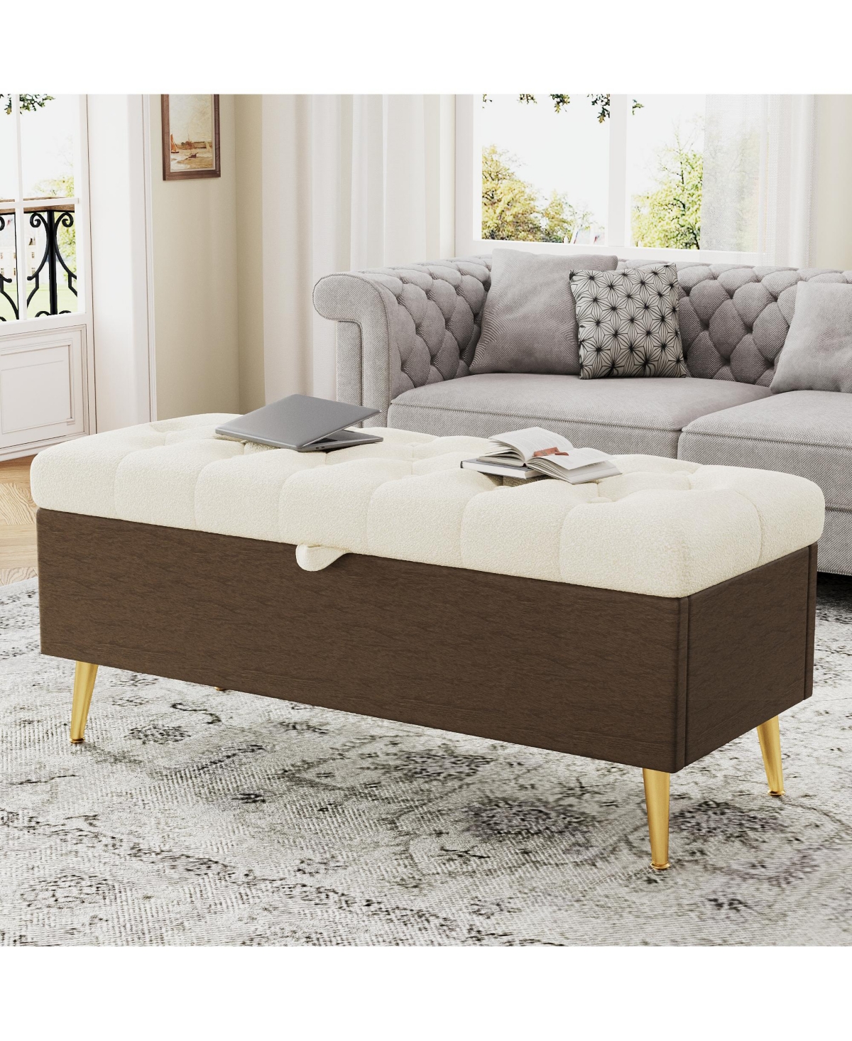 Click here for Rainsken Modern Storage Ottoman Bench - Tufted Cus... prices