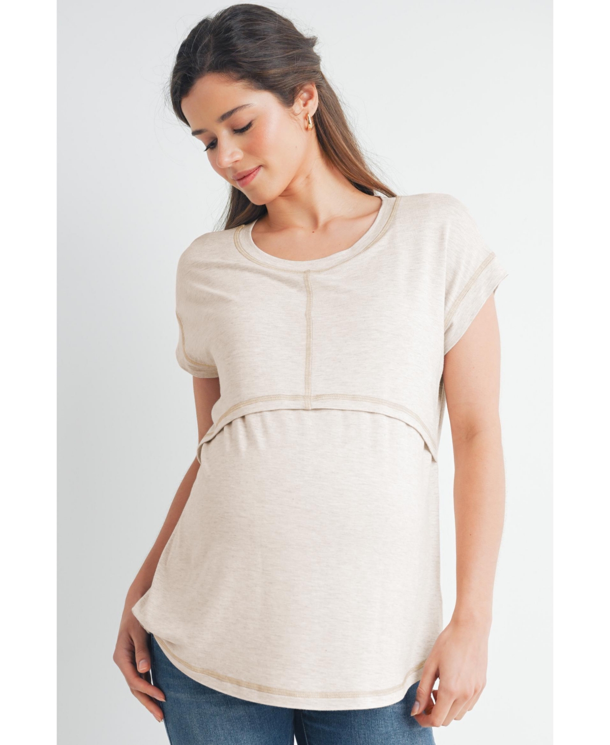 Click here for Hello Miz Maternity T-Shirt Relaxed Fit Short Slee... prices