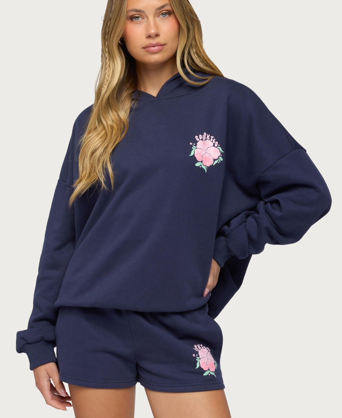 Click here for Edikted Womens Beach Bloom Hoodie - Navy prices