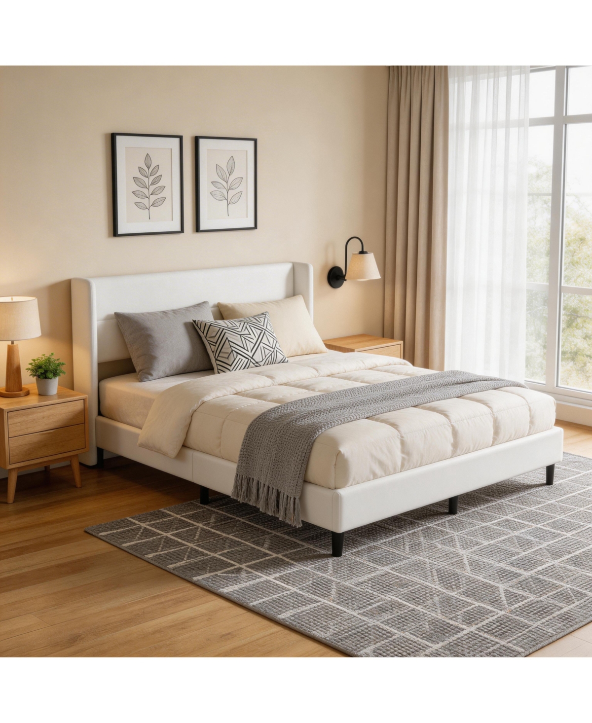 Click here for gaomon Modern Velvet Wingback Upholstered Bed Fram... prices