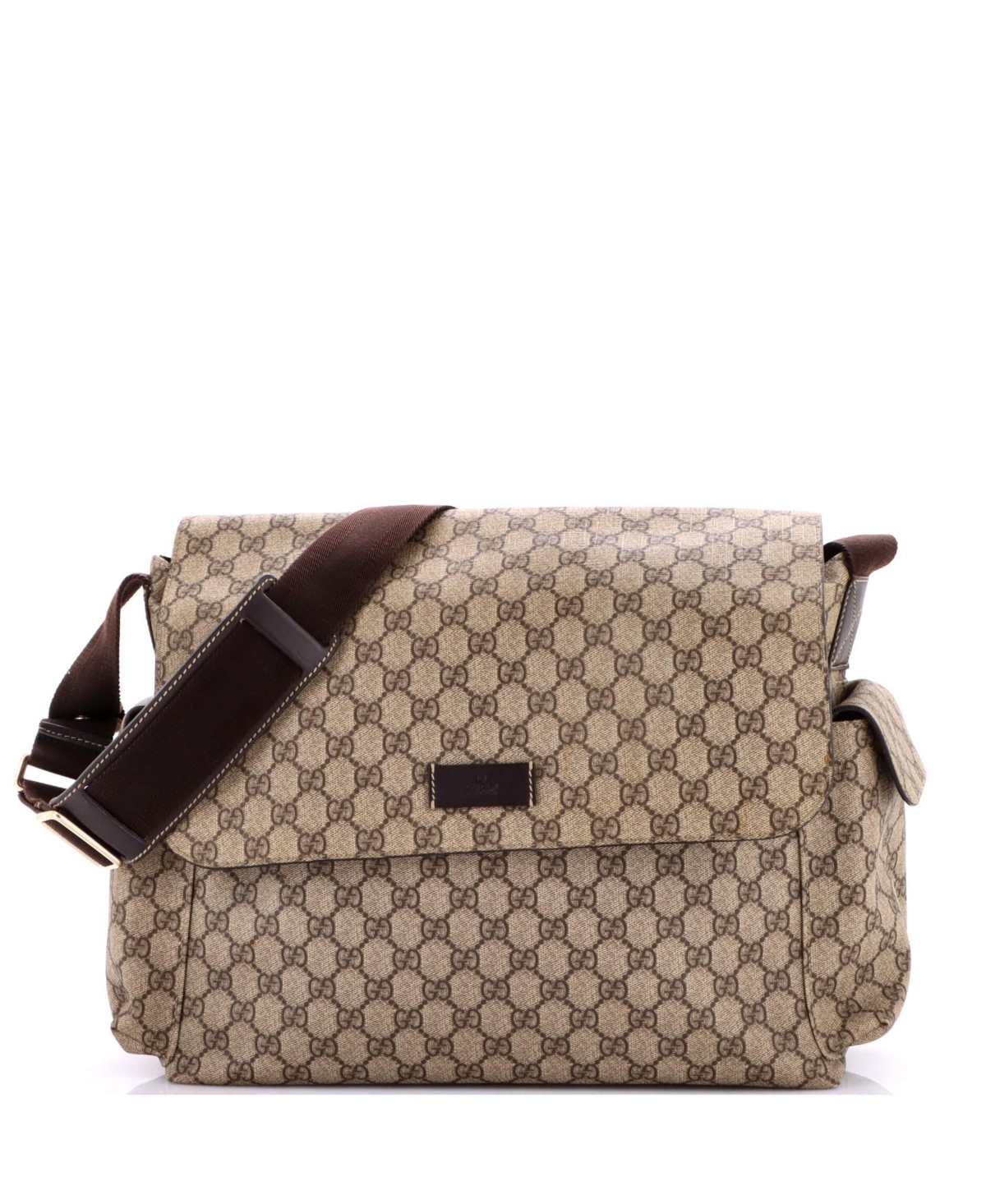 Click here for Pre-Owned Gucci Diaper Bag Gg Coated Canvas - Brow... prices