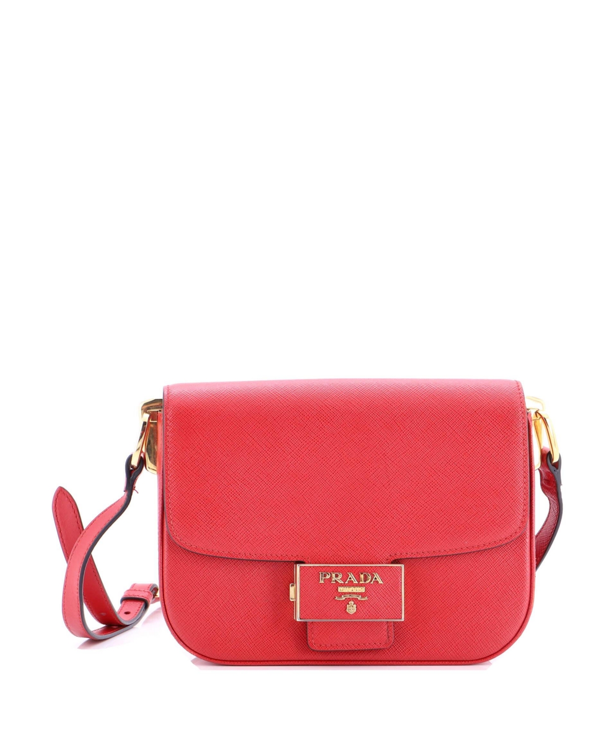 Click here for Pre-Owned Prada Small Embleme Flap Bag Saffiano Le... prices