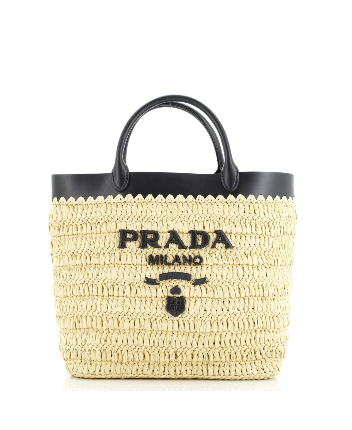 Click here for Pre-Owned Prada Small Logo Shopping Tote Raffia an... prices