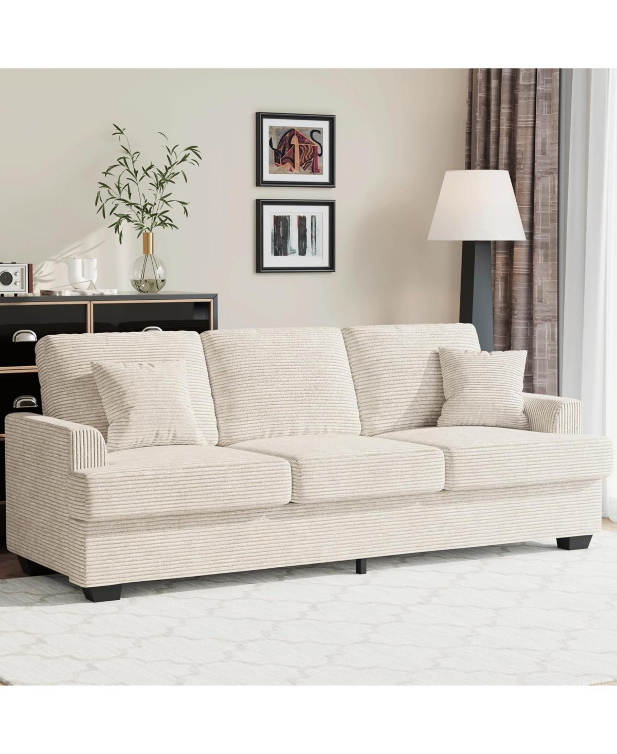 Click here for gaomon Modern Corduroy Sofa with 2 Throw Pillows... prices
