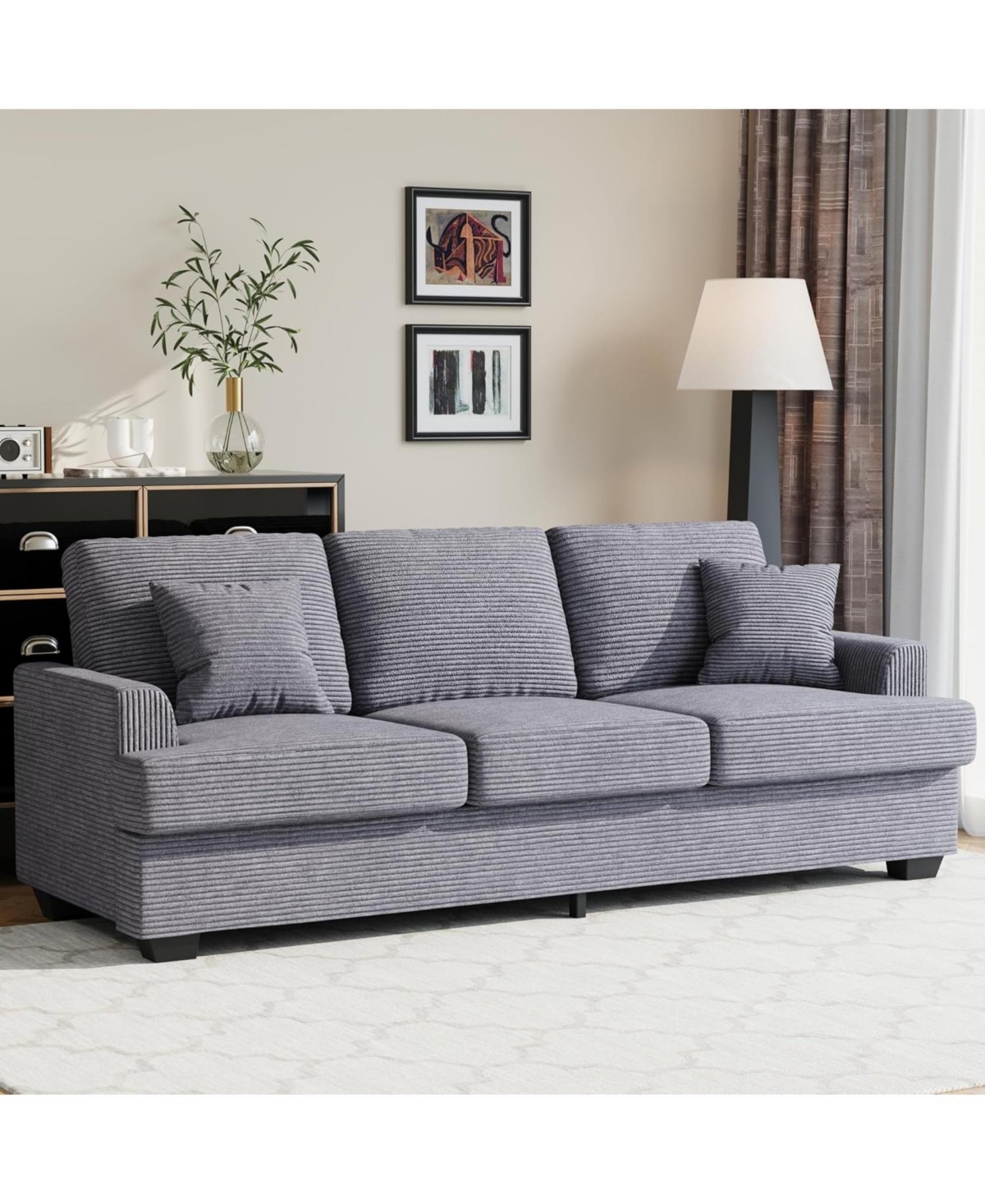 Click here for gaomon Modern Corduroy Sofa with 2 Throw Pillows... prices