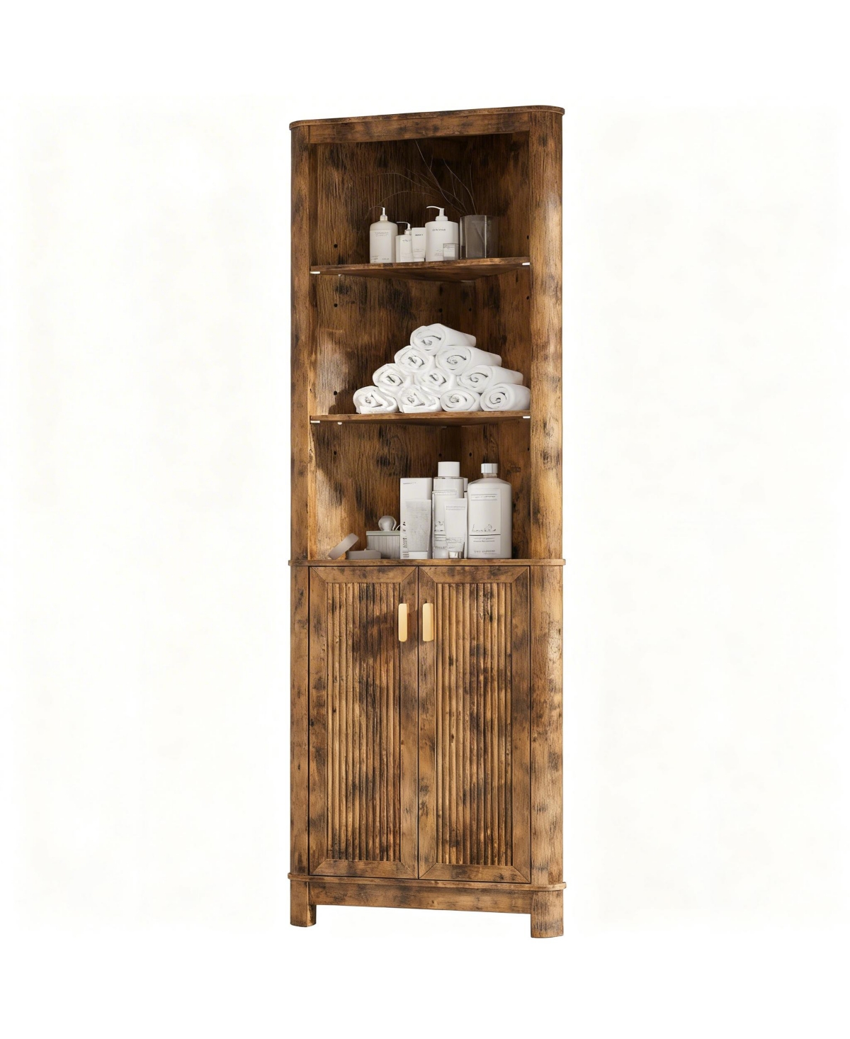 Click here for Yigii Corner Cabinet shelf with Fluted Door - Dark... prices